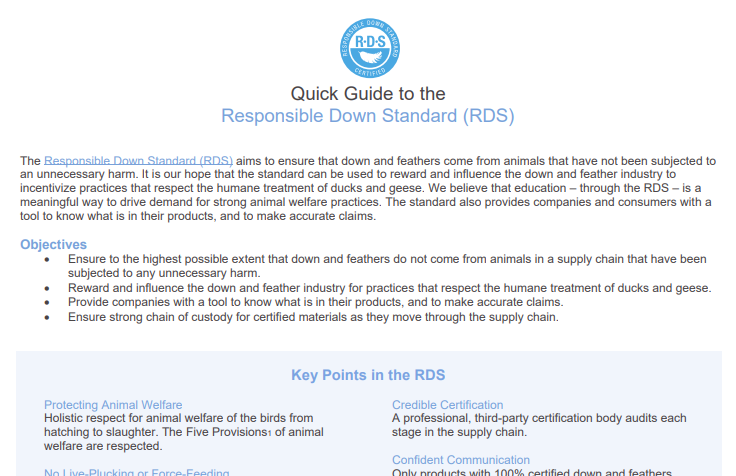 RDS-403 Quick Guide to the RDS - Textile Exchange