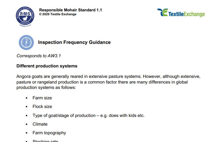 RAF-213b RMS Inspection Frequency Guidance - Textile Exchange
