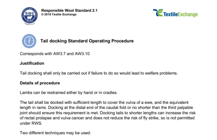 RAF-218a RWS Tail Docking Standard Operating Procedure - Textile Exchange