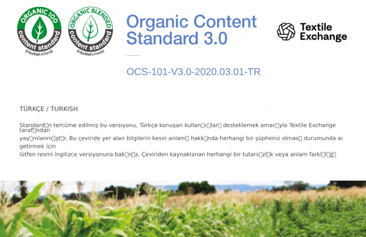 OCS-101 Organic Content Standard - Turkish (Türkçe) - Textile Exchange