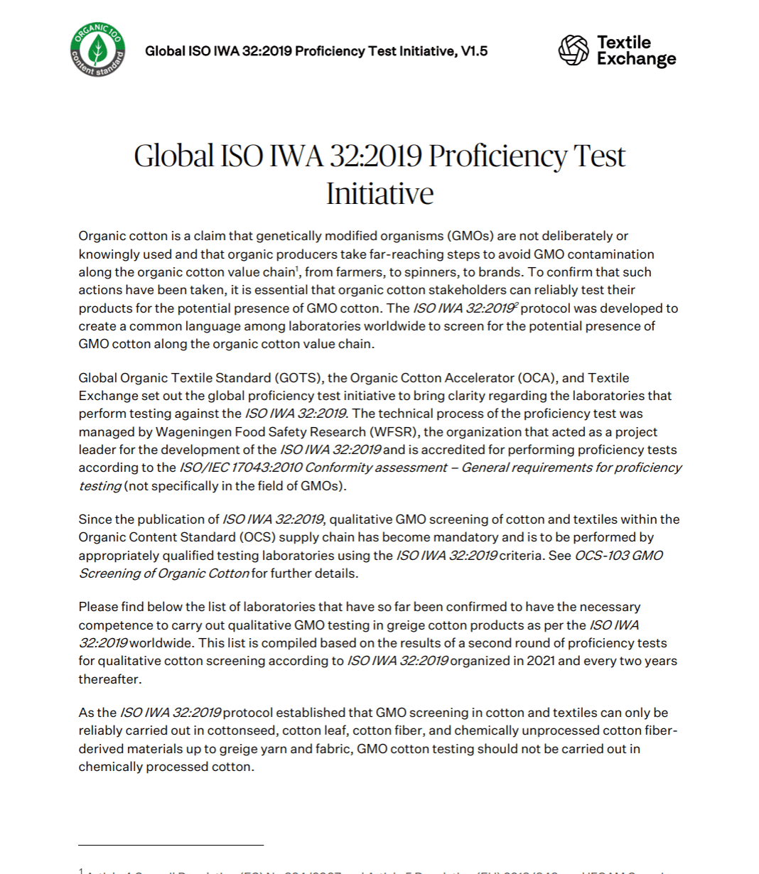 OCS-206 Global ISO IWA 32 2019 Proficiency Test Initiative - Textile ...
